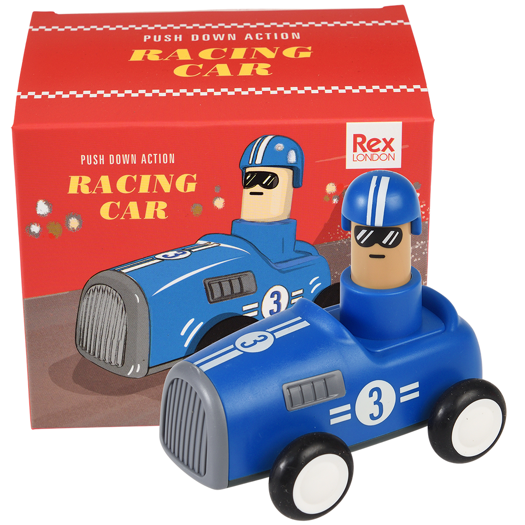 Rex London Push down action racing car - Blue – Toy-Box@hants